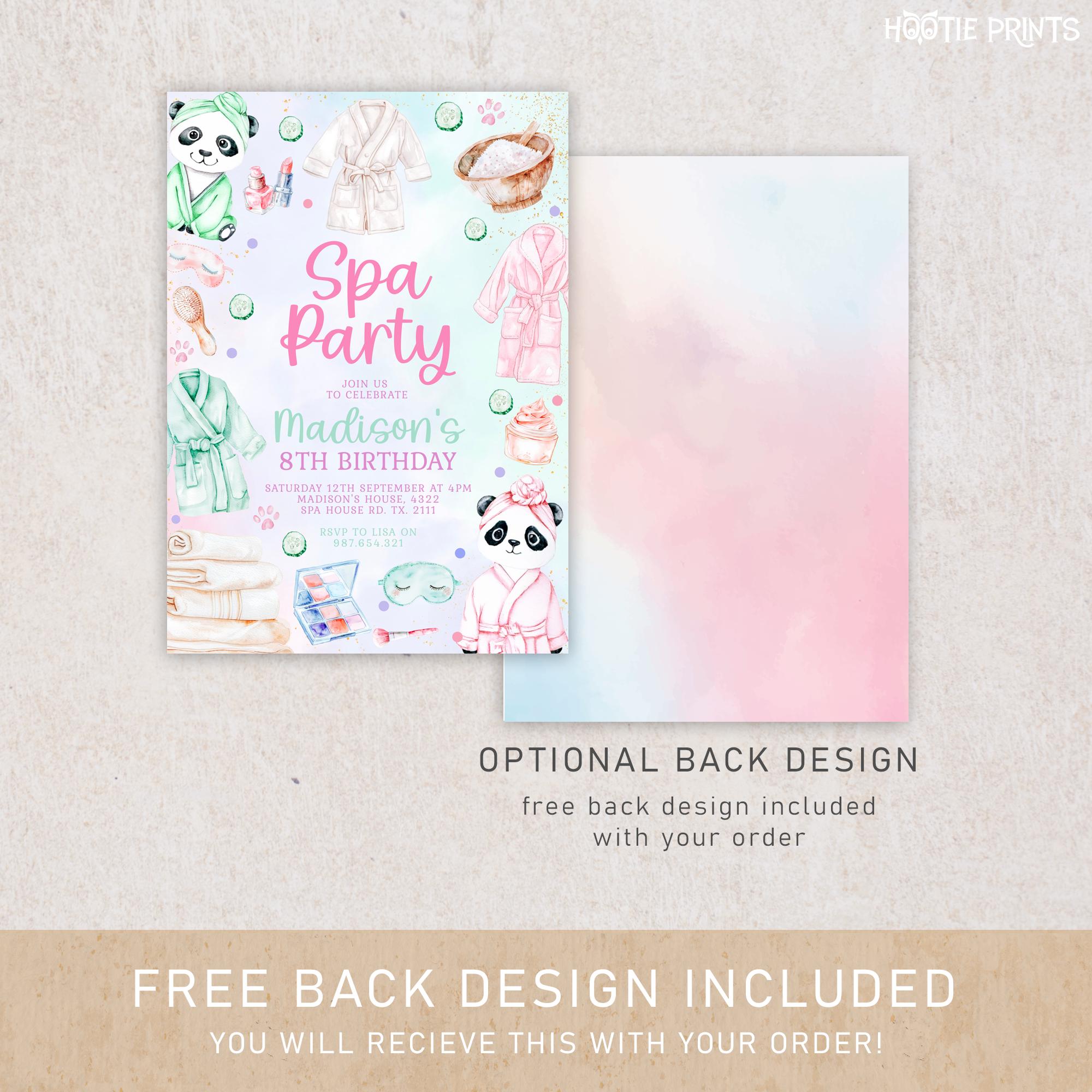 Editable Panda Spa Pamper Party Birthday Invitation, Pamper Party ...