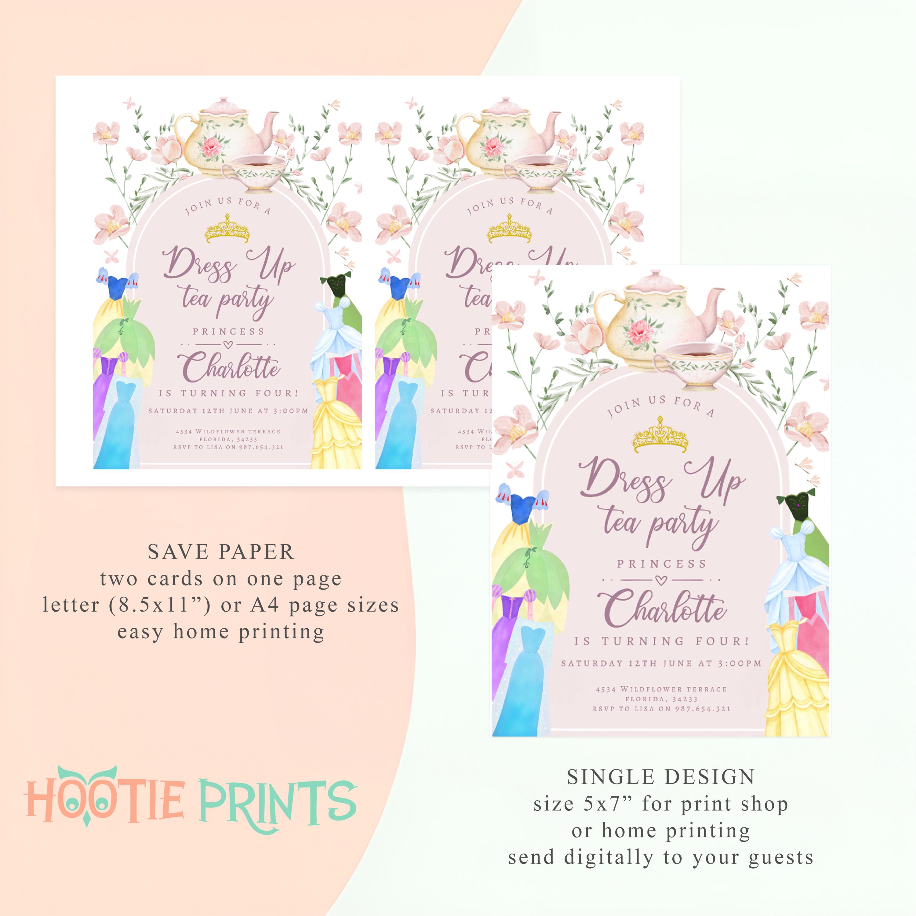 Princess Tea Party Invitation, Princess Birthday, Princess Party ...