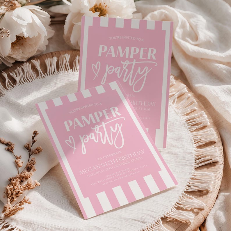 Editable Pamper Party Birthday Invitation Pamper Spa Party Invitation ...