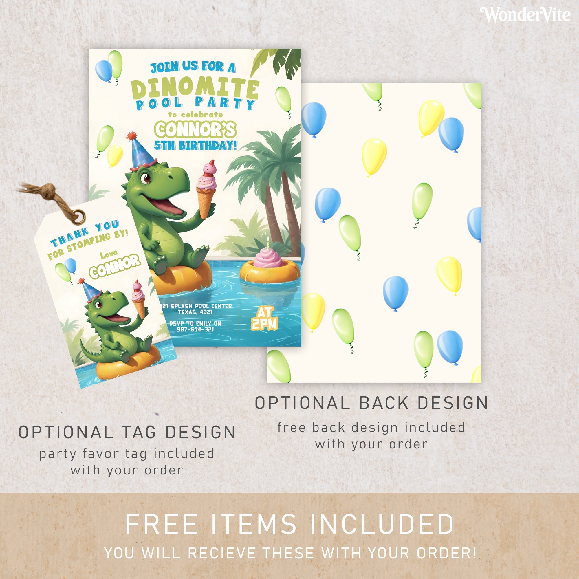 Editable Dinosaur Pool Party Invitation Dinosaur Pool Birthday Party ...