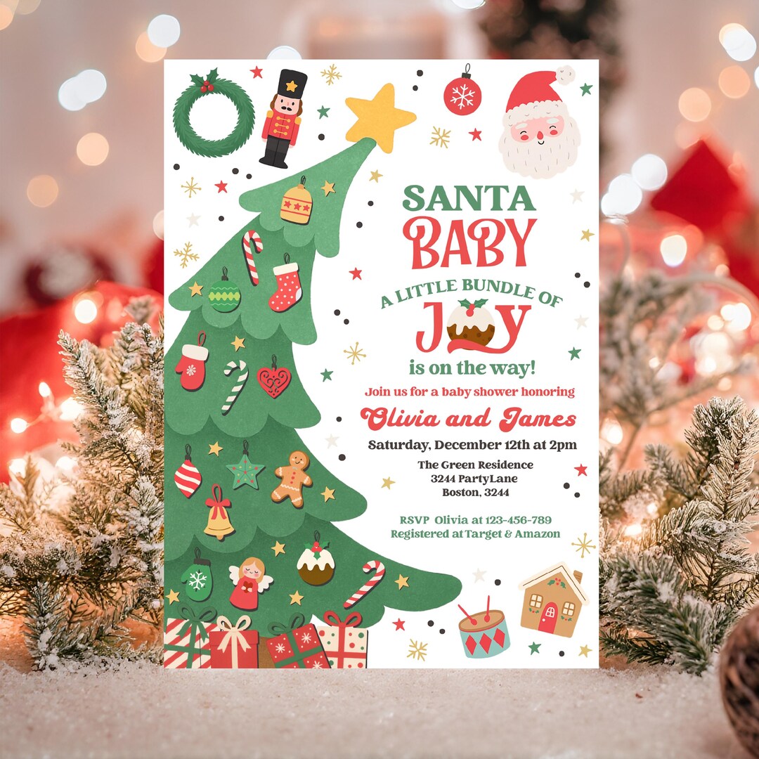 Editable Santa Baby Shower Invitation | Christmas Baby Shower Invite ...