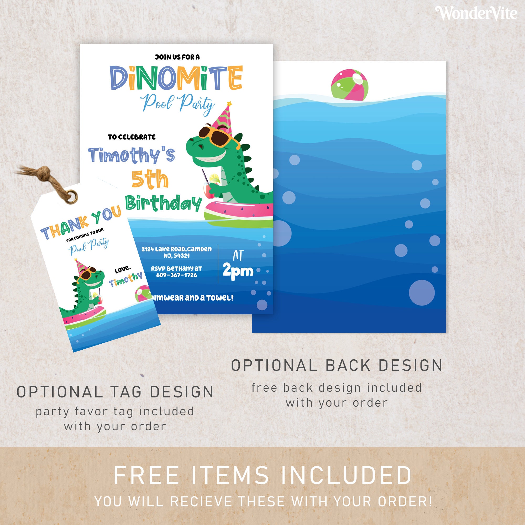 Editable Dinosaur Pool Party Invitation Dinosaur Pool Birthday Party ...