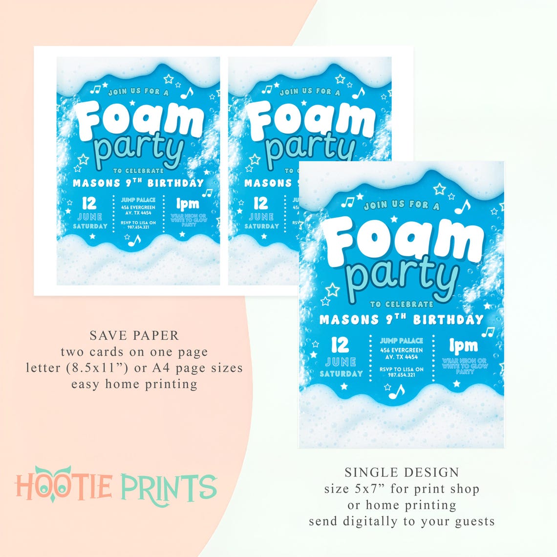 Editable Foam Party Invitation Foam Party Invite, Customizable Digital ...