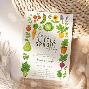Editable Little Sprout Baby Shower Invitation Farmers Market Locally ...