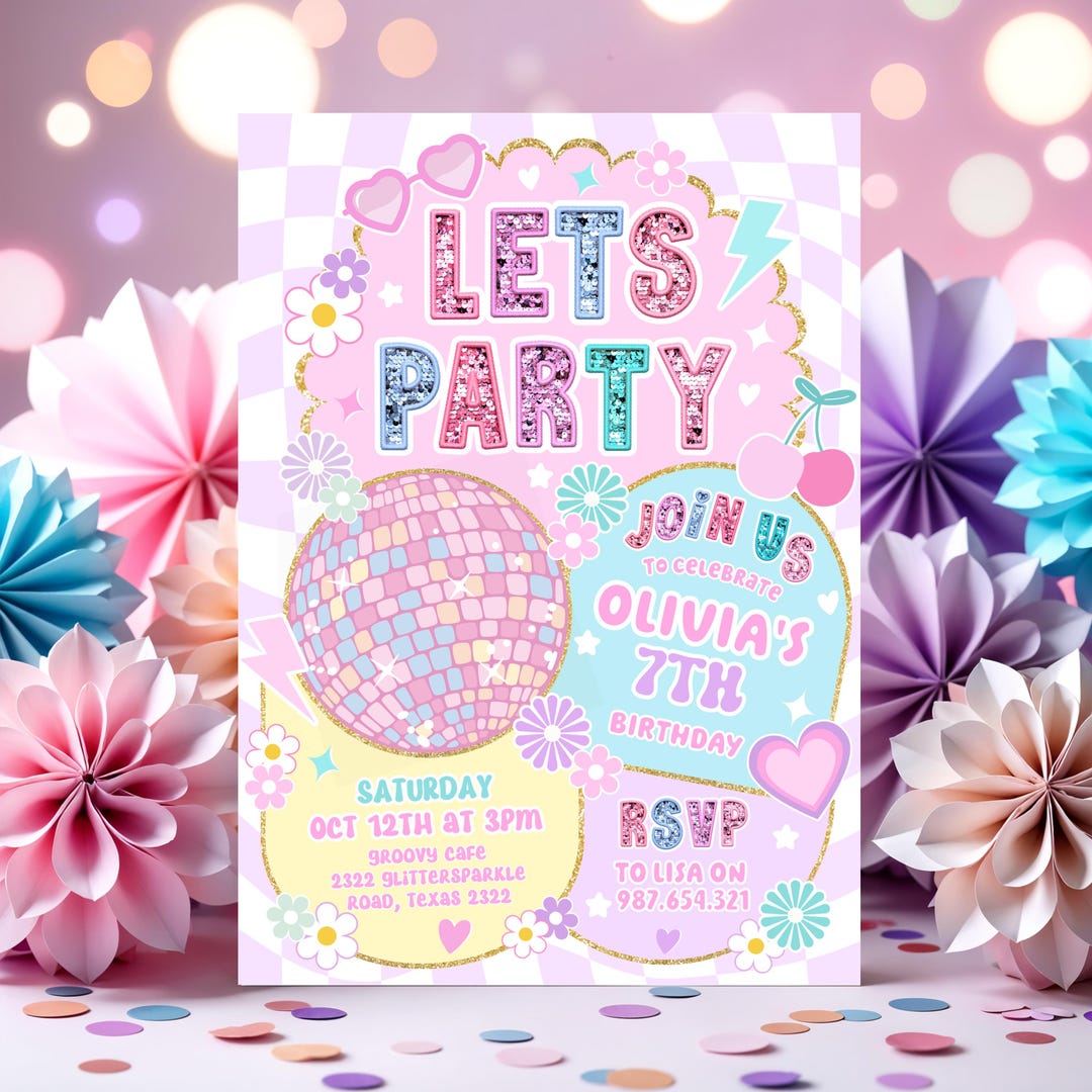 Editable Preppy Tween Teen Birthday Party Invitation Let's Party ...