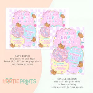 Capybara Birthday Invitation, Cute Pink Capy Birthday, Preppy Smile ...