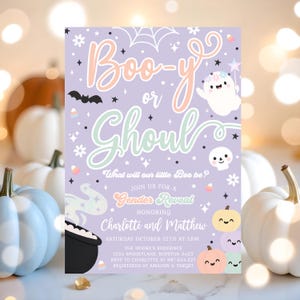 Halloween Gender Reveal Invitation: Little Boo Ghost (digital Download ...