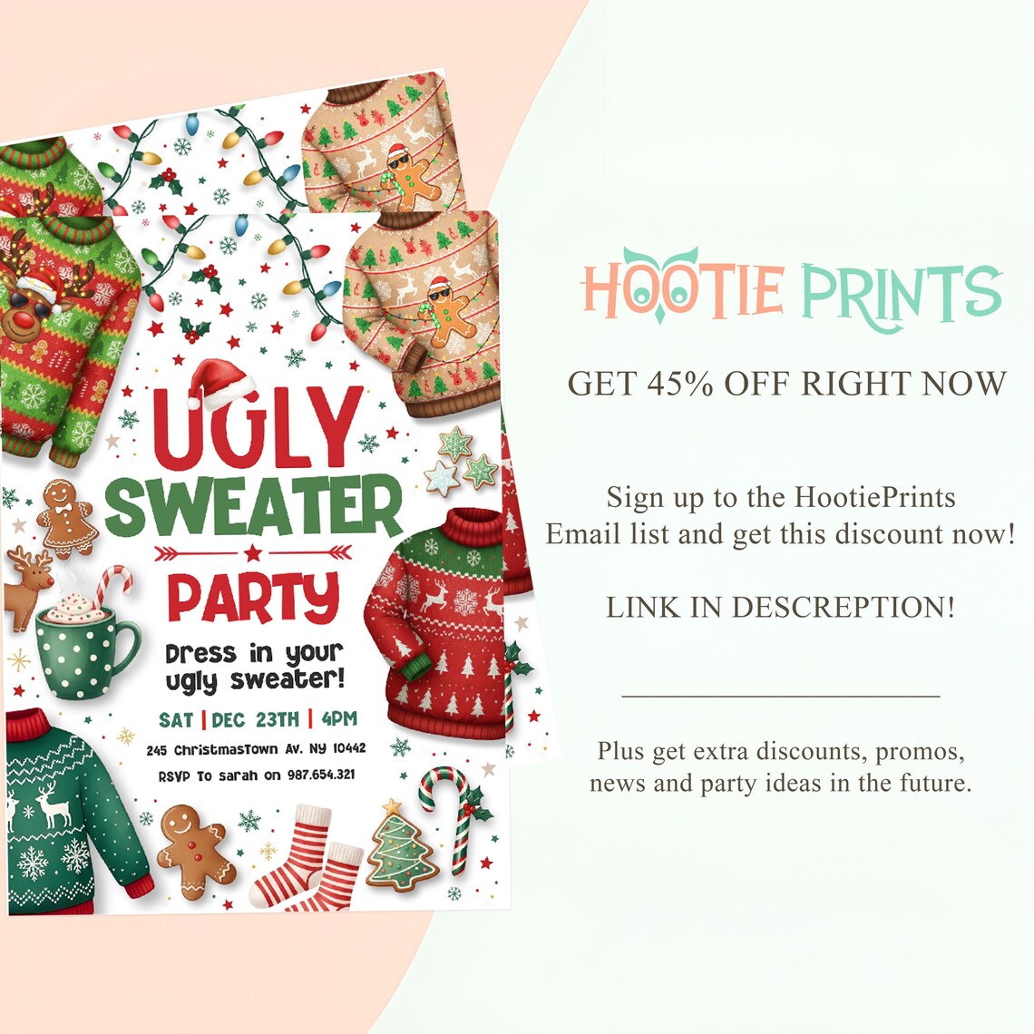 Ugly Sweater Christmas Party Invitation, Ugly Sweater Invitation ...