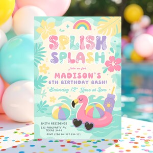 Editable Preppy Pool Party Splish Splash Invitation Varsity Fashion ...