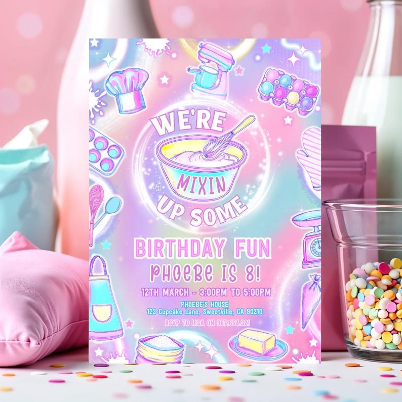 Editable Baking Birthday Invitation, Kitchen Party Invite Template ...