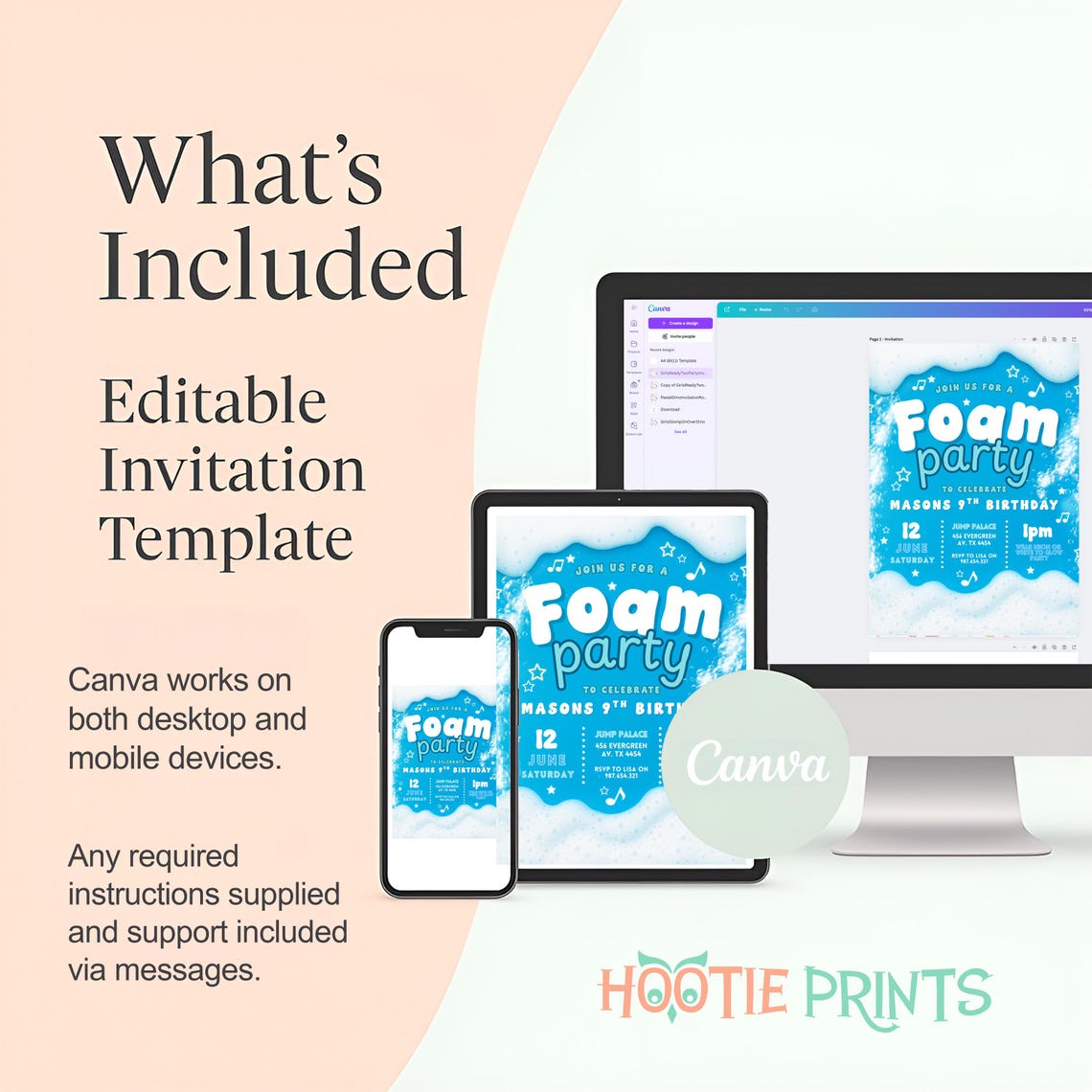 Editable Foam Party Invitation Foam Party Invite, Customizable Digital ...
