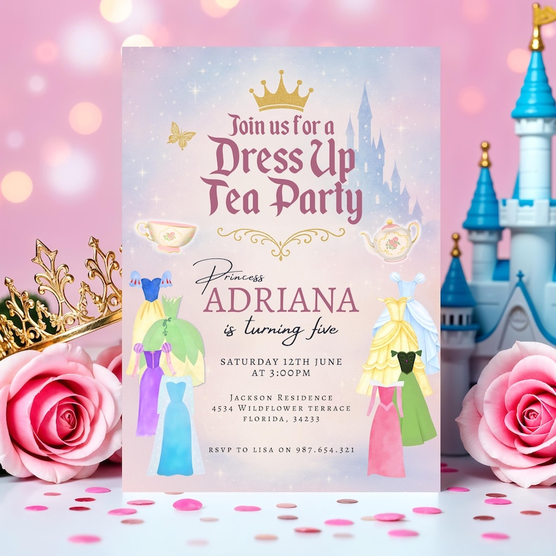 Princess Tea Party Invitation, Princess Birthday, Princess Party ...