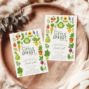 Editable Little Sprout Baby Shower Invitation Farmers Market Locally ...