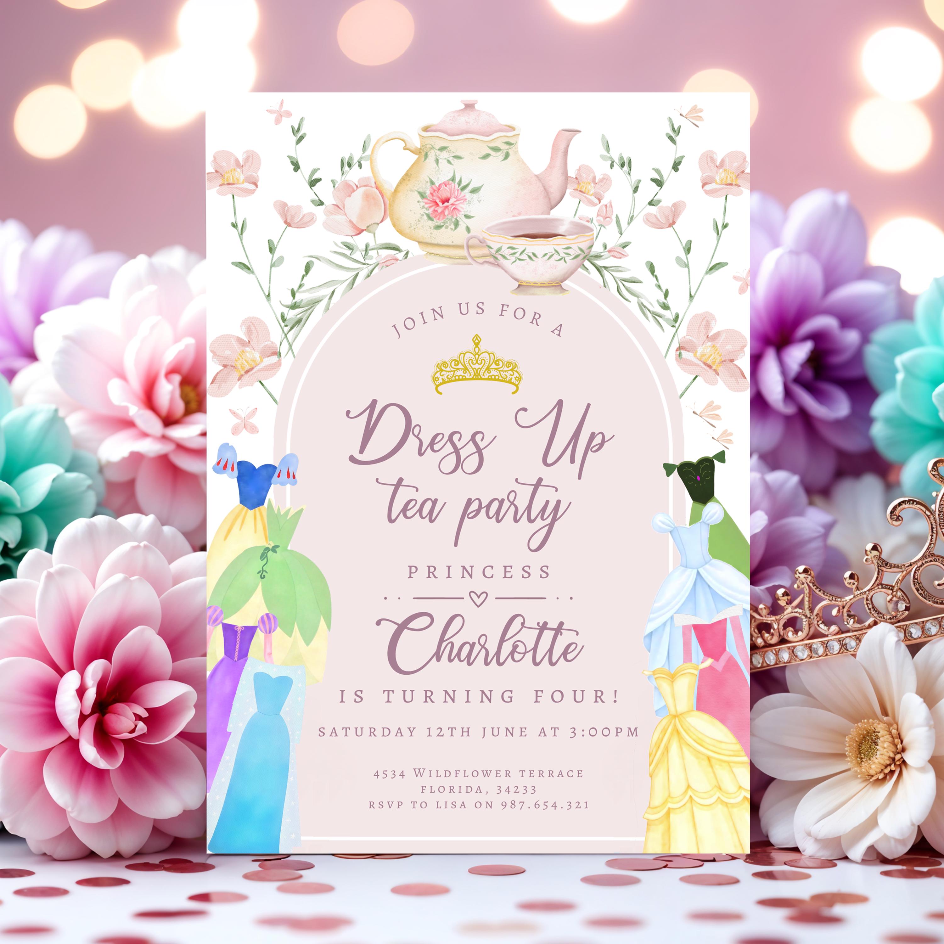 Princess Tea Party Invitation, Princess Birthday, Princess Party ...