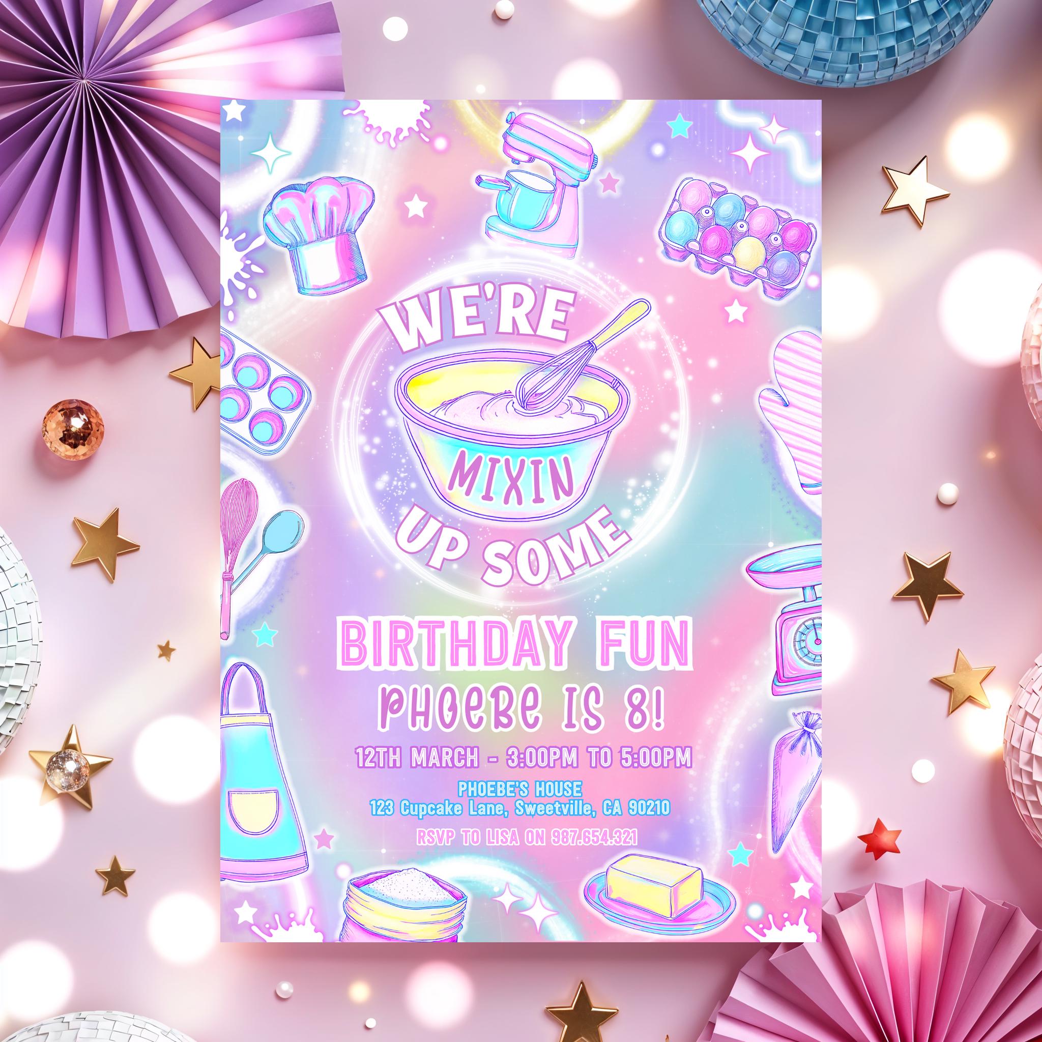 Editable Baking Birthday Invitation, Kitchen Party Invite Template ...