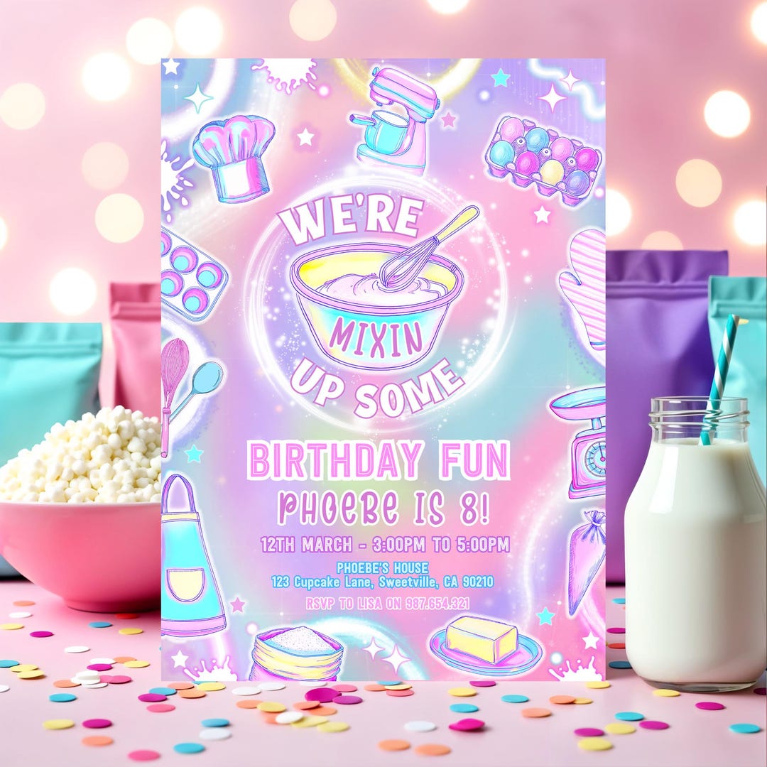 Editable Baking Birthday Invitation, Kitchen Party Invite Template ...