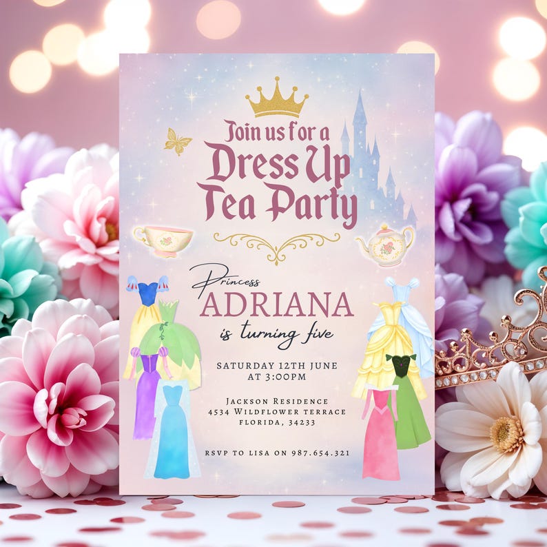 Princess Tea Party Invitation, Princess Birthday, Princess Party ...