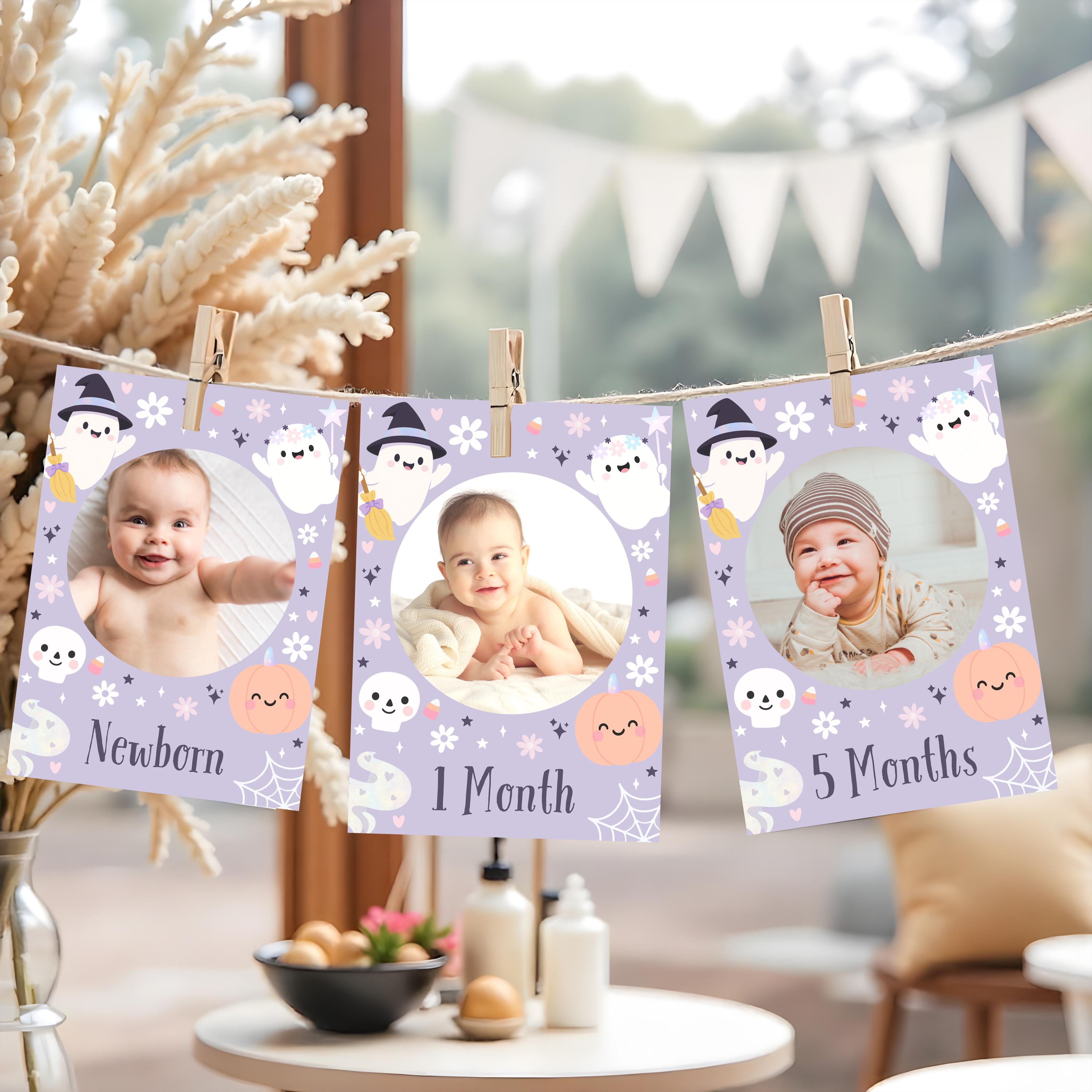 Editable Halloween Ghost Monthly Banner | Spooky 1st Birthday Party ...