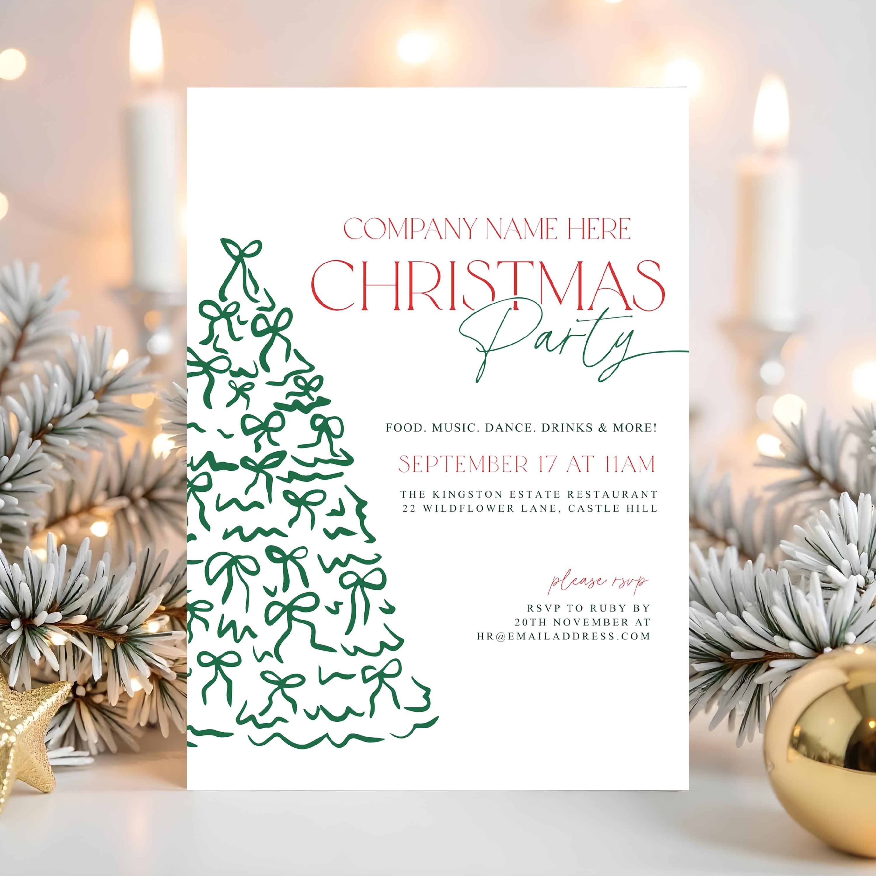 Work Christmas Party Invite, Staff Holiday Template, Office Xmas Dinner ...