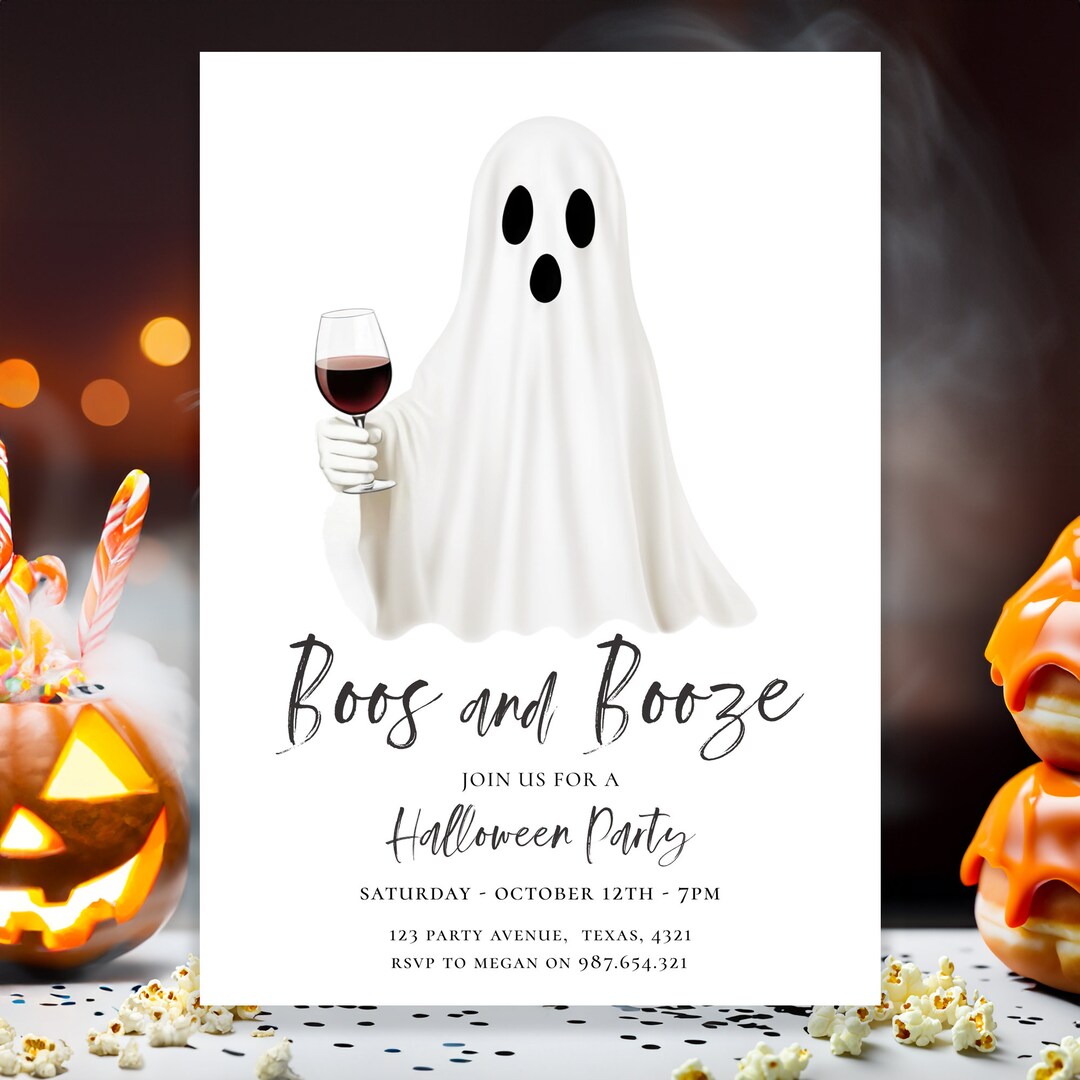 Halloween Invitation | Ghost Invitation for Adults | Modern Halloween ...