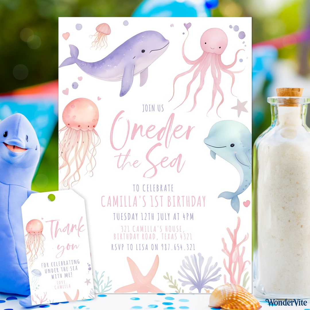 Oneder the Sea Birthday Invitation, Under the Sea Editable Template ...