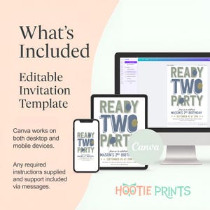 Ready Two Party Invitation, Simplistic Fun Boy 2nd Birthday Invitation ...