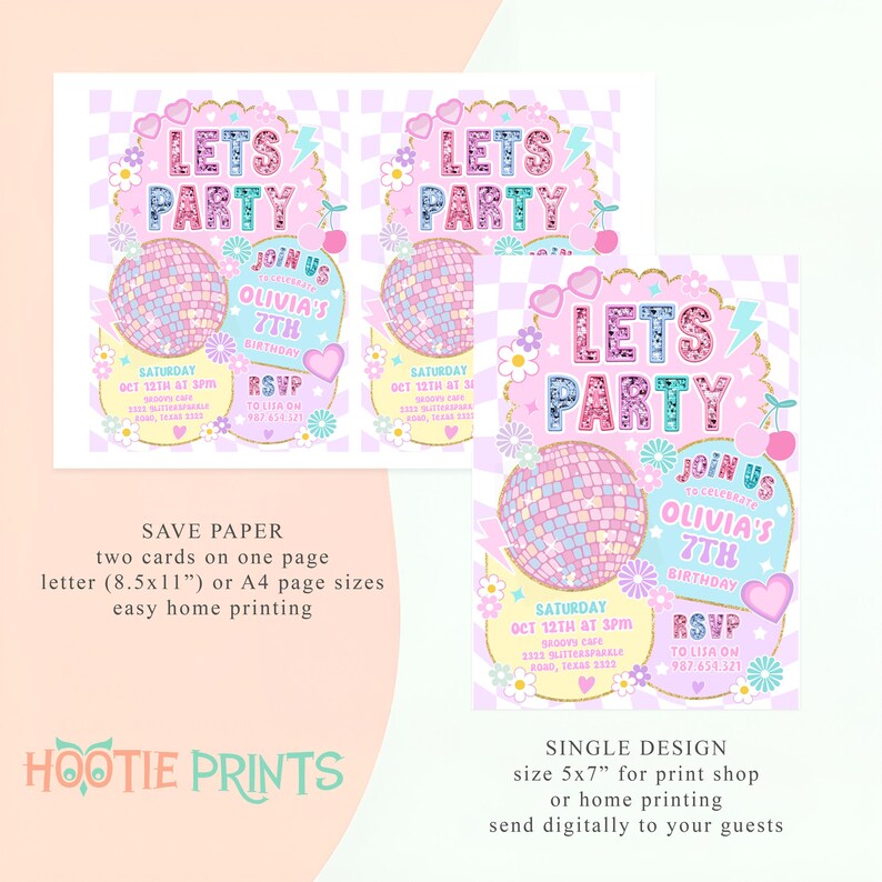 Editable Preppy Tween Teen Birthday Party Invitation Let's Party ...