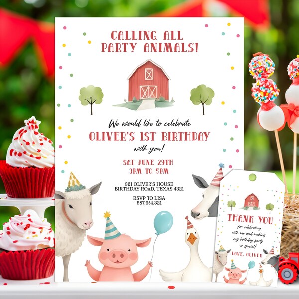 Farm First Birthday Invitation - Etsy