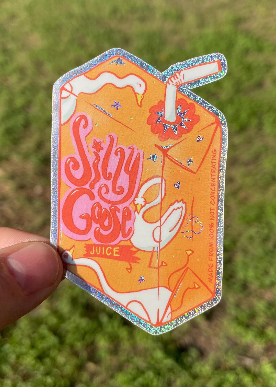 Silly Goose Juice - Waterproof Glitter Sticker - Etsy