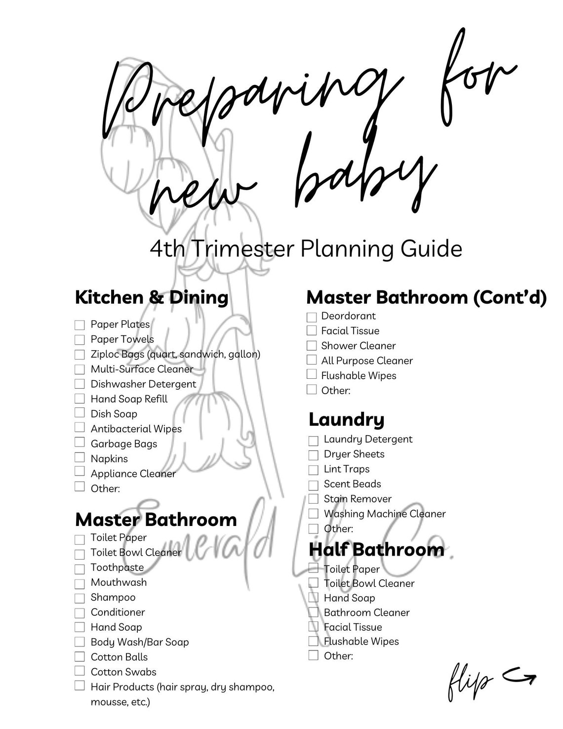 Baby Prep List for 4th Trimester PDF Download - Etsy