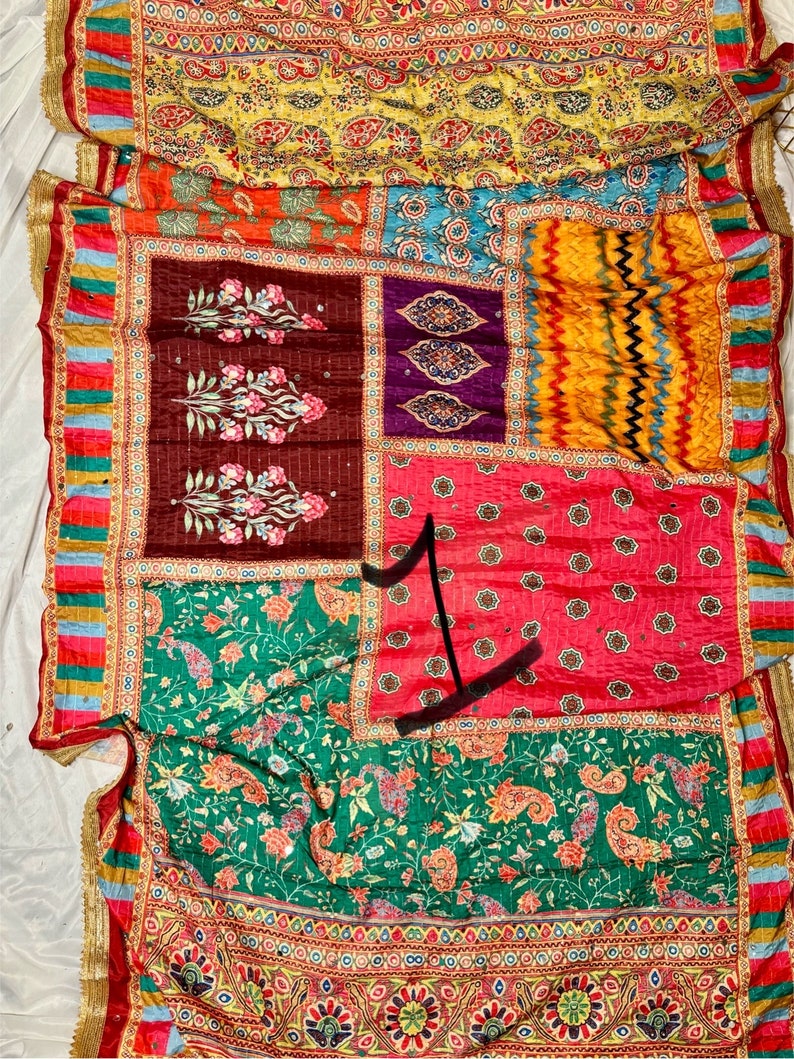 Colourful Pakistani Mirror Work Dupattas, Pacheris, Silk, Viscose Rayon ...