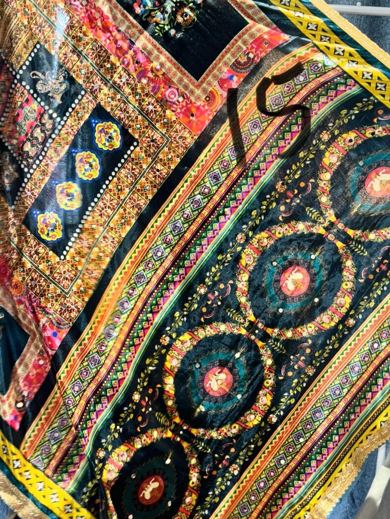 Colourful Pakistani Mirror Work Dupattas, Pacheris, Silk, Viscose Rayon ...