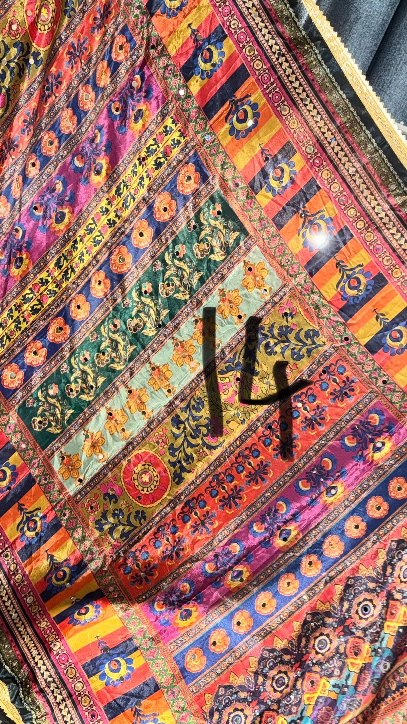 Colourful Pakistani Mirror Work Dupattas, Pacheris, Silk, Viscose Rayon ...