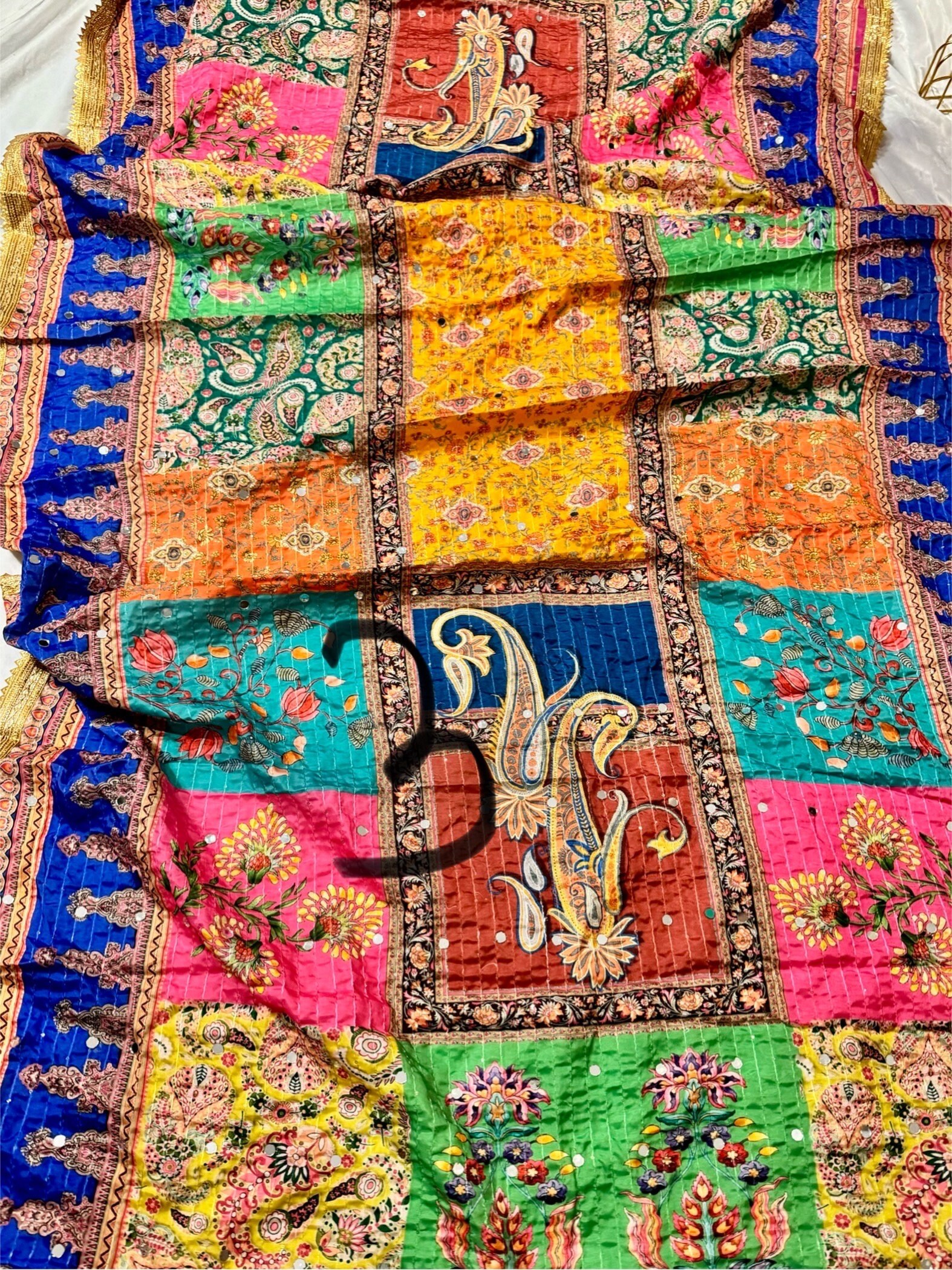 Colourful Pakistani Mirror Work Dupattas, Pacheris, Silk, Viscose Rayon ...