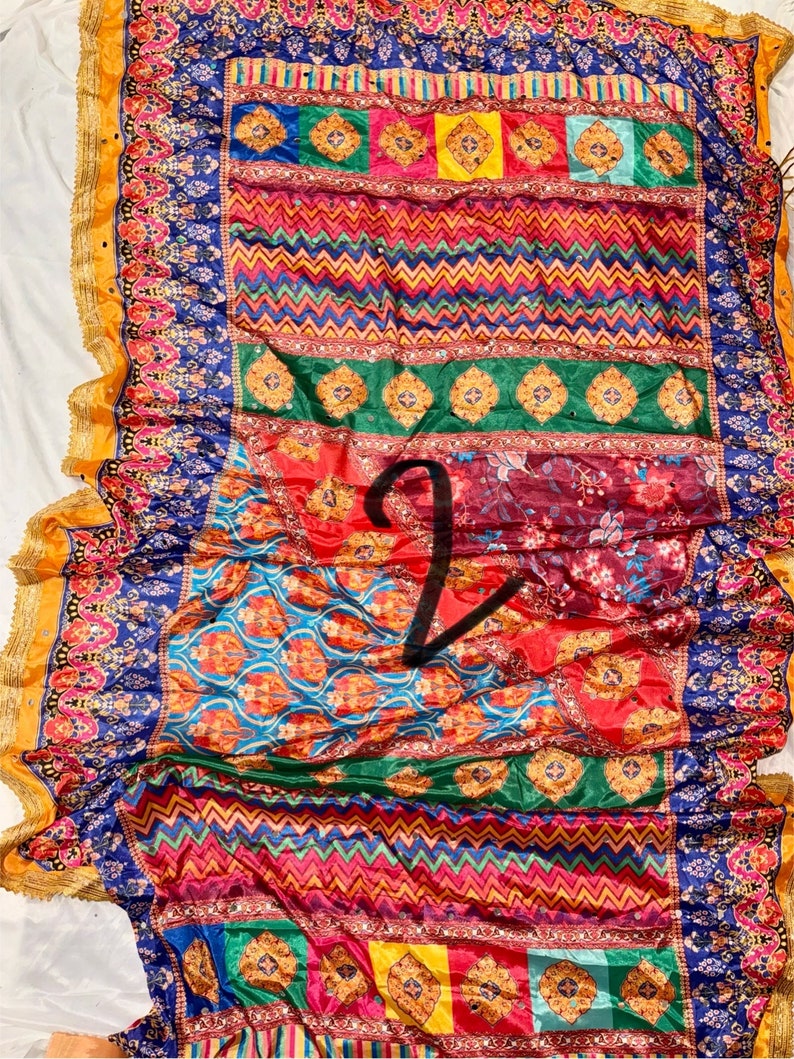 Colourful Pakistani Mirror Work Dupattas, Pacheris, Silk, Viscose Rayon ...