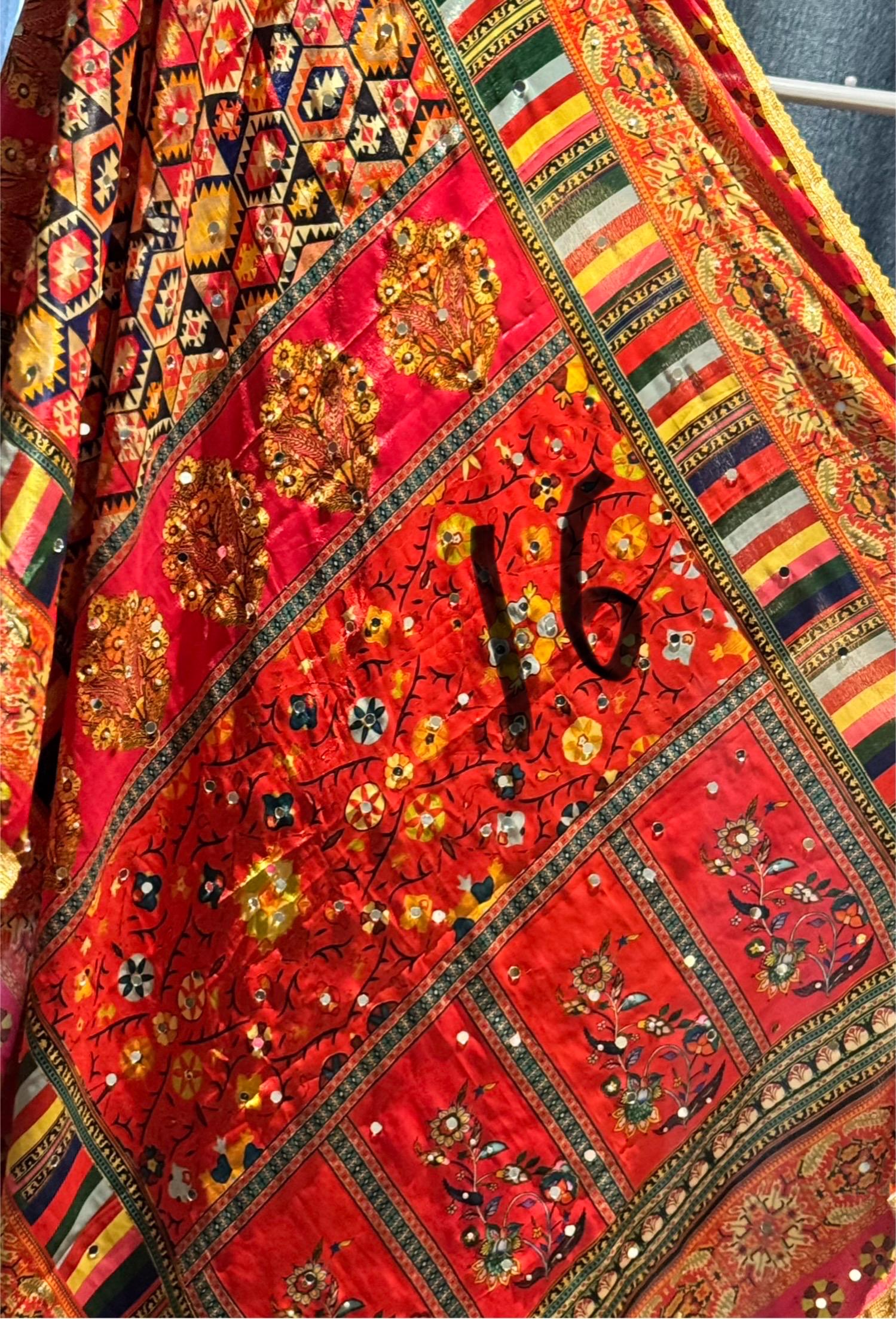 Colourful Pakistani Mirror Work Dupattas, Pacheris, Silk, Viscose Rayon ...