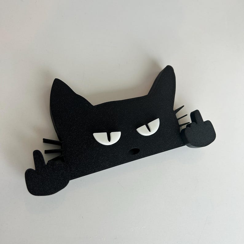 Black Cat Middle Finger Door Topper | Glow in the Dark Eyes - Etsy