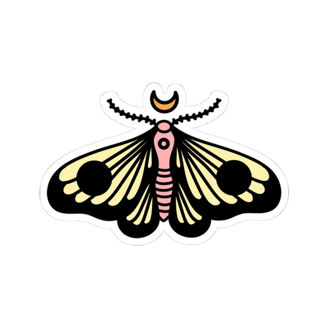 Moon Moth Kiss-cut Sticker: Celestial Decor - Laptop, Planner Art - Etsy