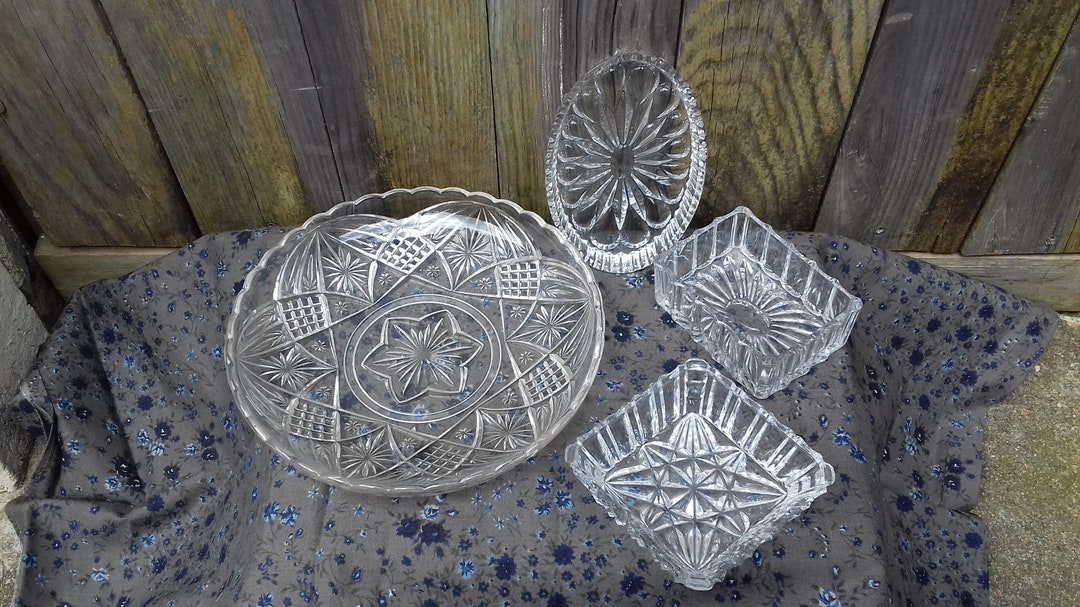 4 Bowls Several Sizes and Shapes in Vintage Chiseled Glass - Etsy