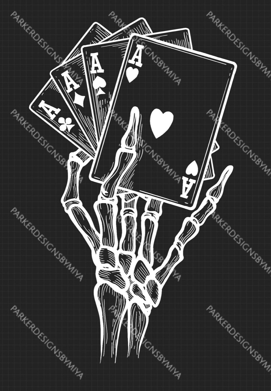 Digital* Skeleton Hand With 4 Aces - Etsy