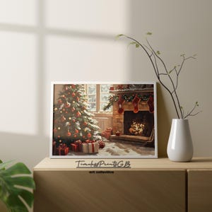 Cozy Christmas Room Printable Christmas Tree Wall Art Room With ...
