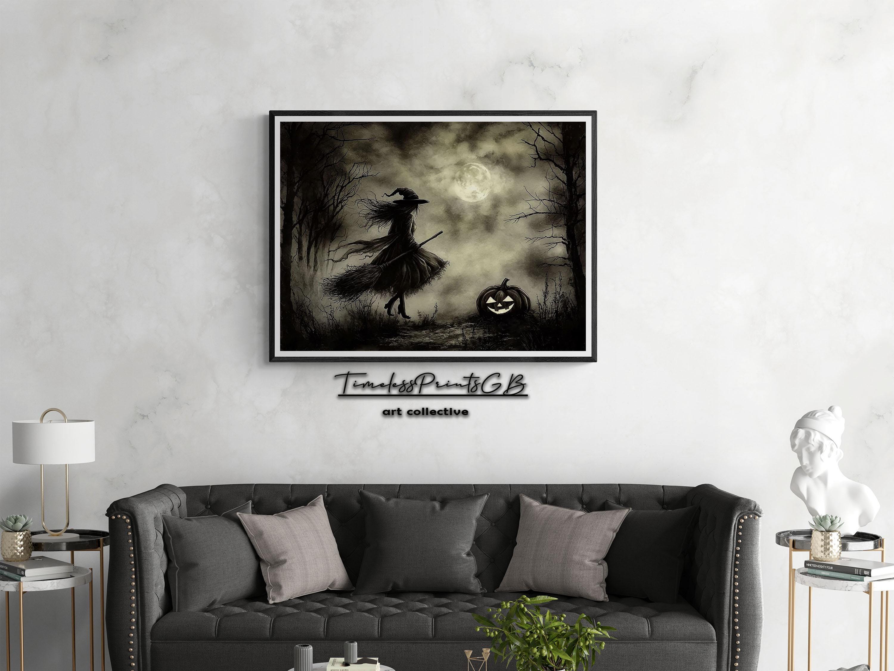 Vintage Halloween Printable Witch With Pumpkin Painting | Spooky Witch ...