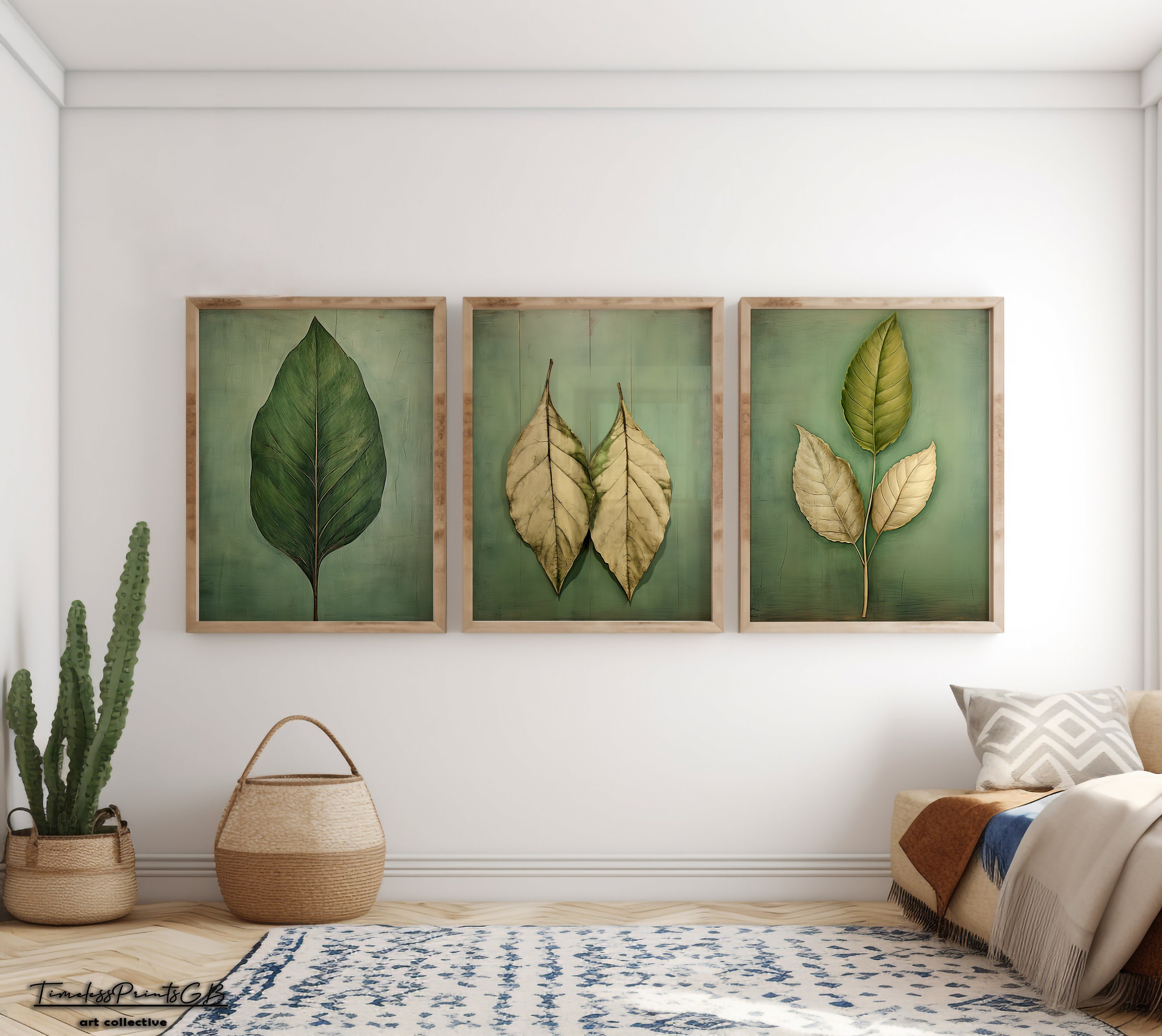 Set of 3 Leaf Wall Art Printable Set | Leaf Set Home Decor | Leaves ...