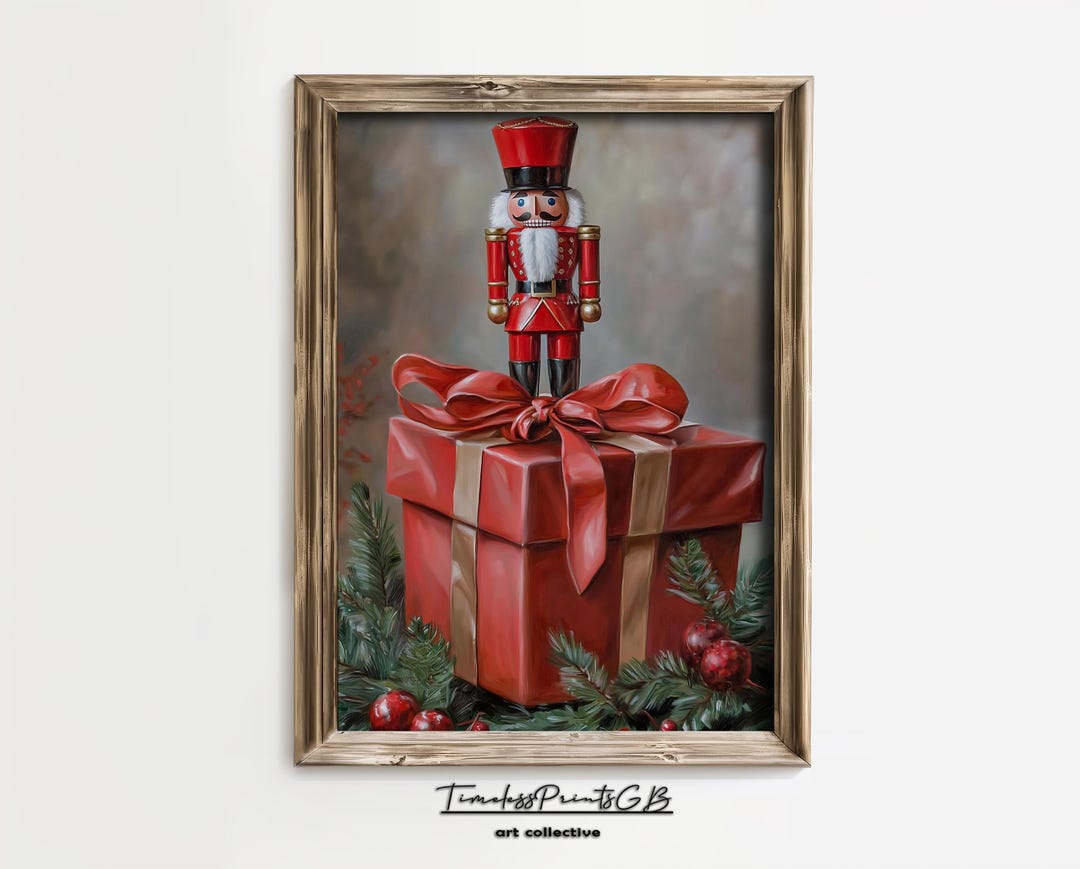 Vintage Nutcracker Toy Wall Art Christmas Nutcracker Print With Giftbox ...