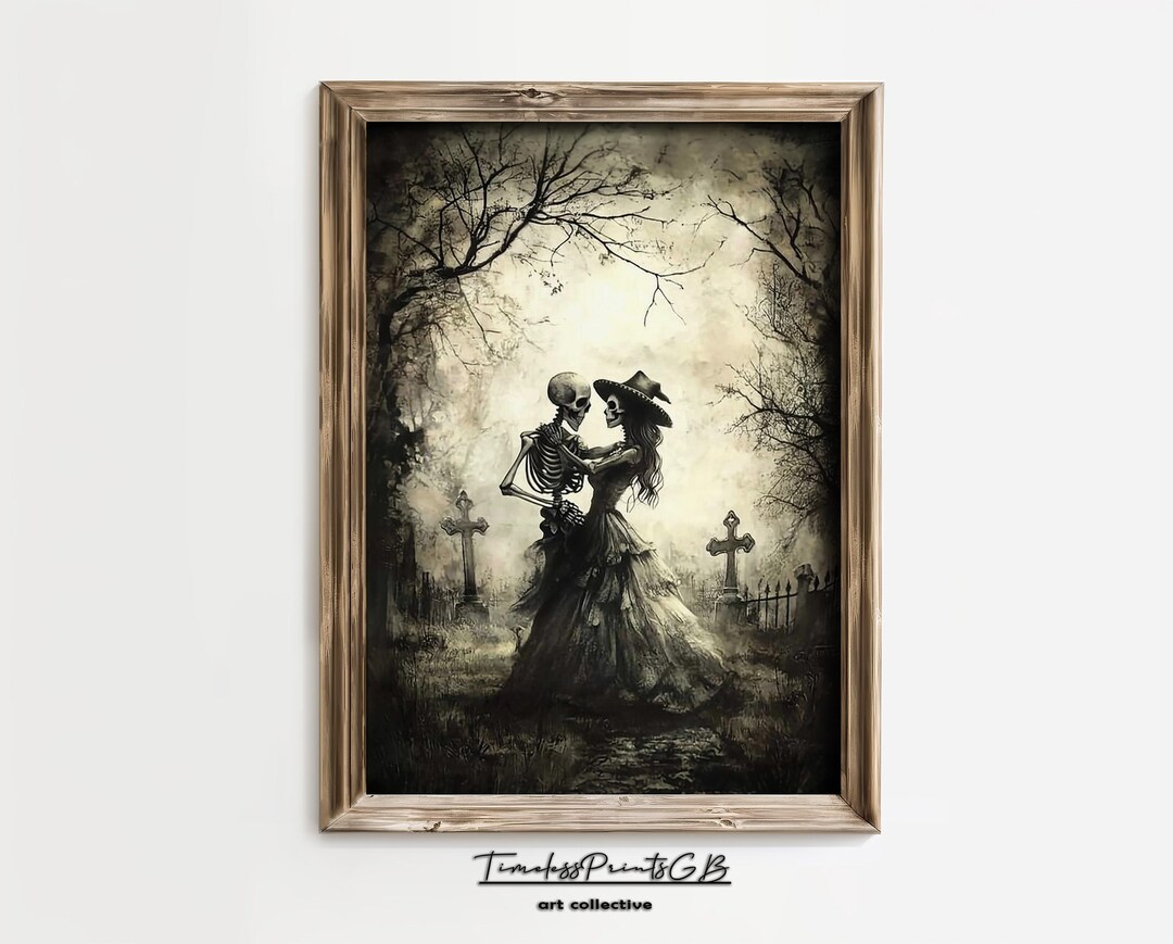 Vintage Skeleton Couple Art: Gothic Halloween Poster (digital Download ...