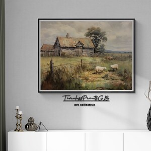 Vintage Country Landscape Wall Art Farm Life Scenery Print Animal ...