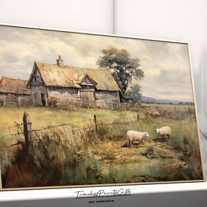 Vintage Country Landscape Wall Art Farm Life Scenery Print Animal ...