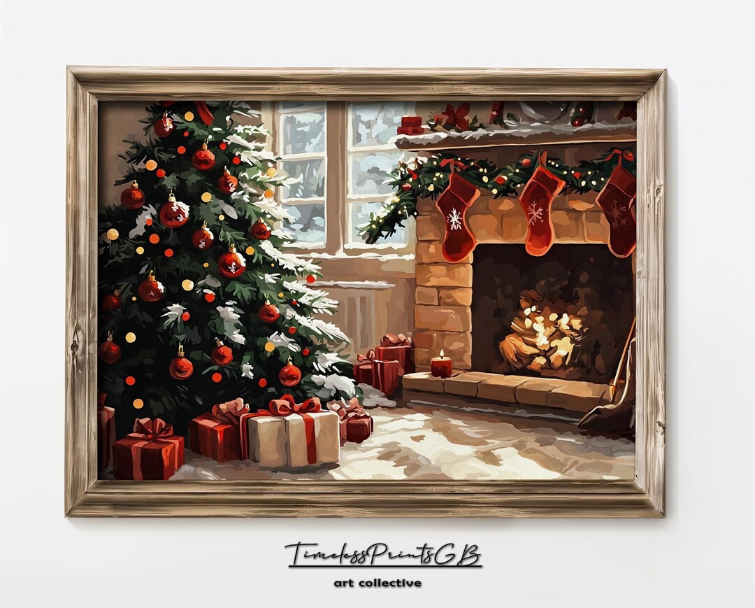 Cozy Christmas Room Printable Christmas Tree Wall Art Room With ...