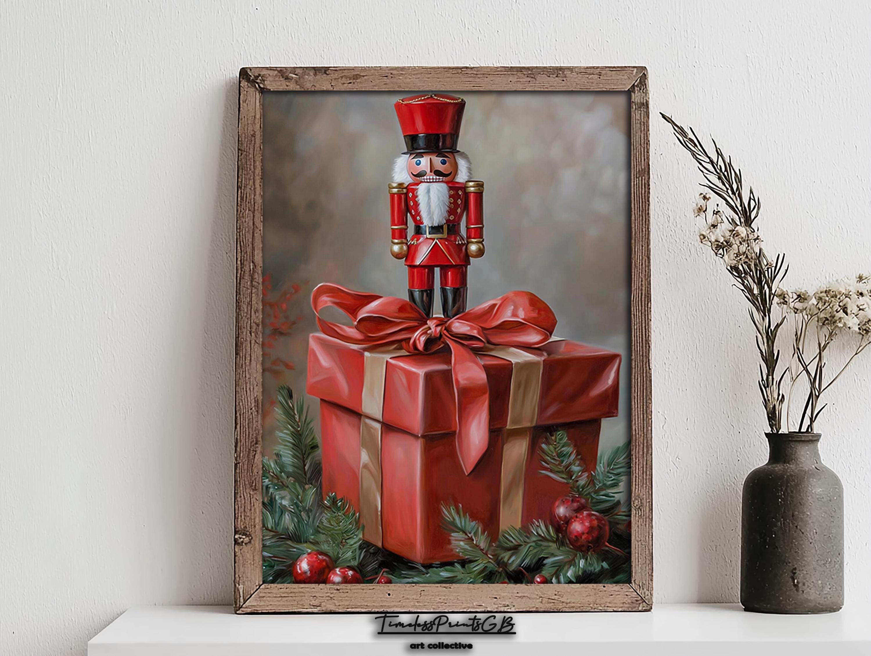 Vintage Nutcracker Toy Wall Art Christmas Nutcracker Print With Giftbox ...