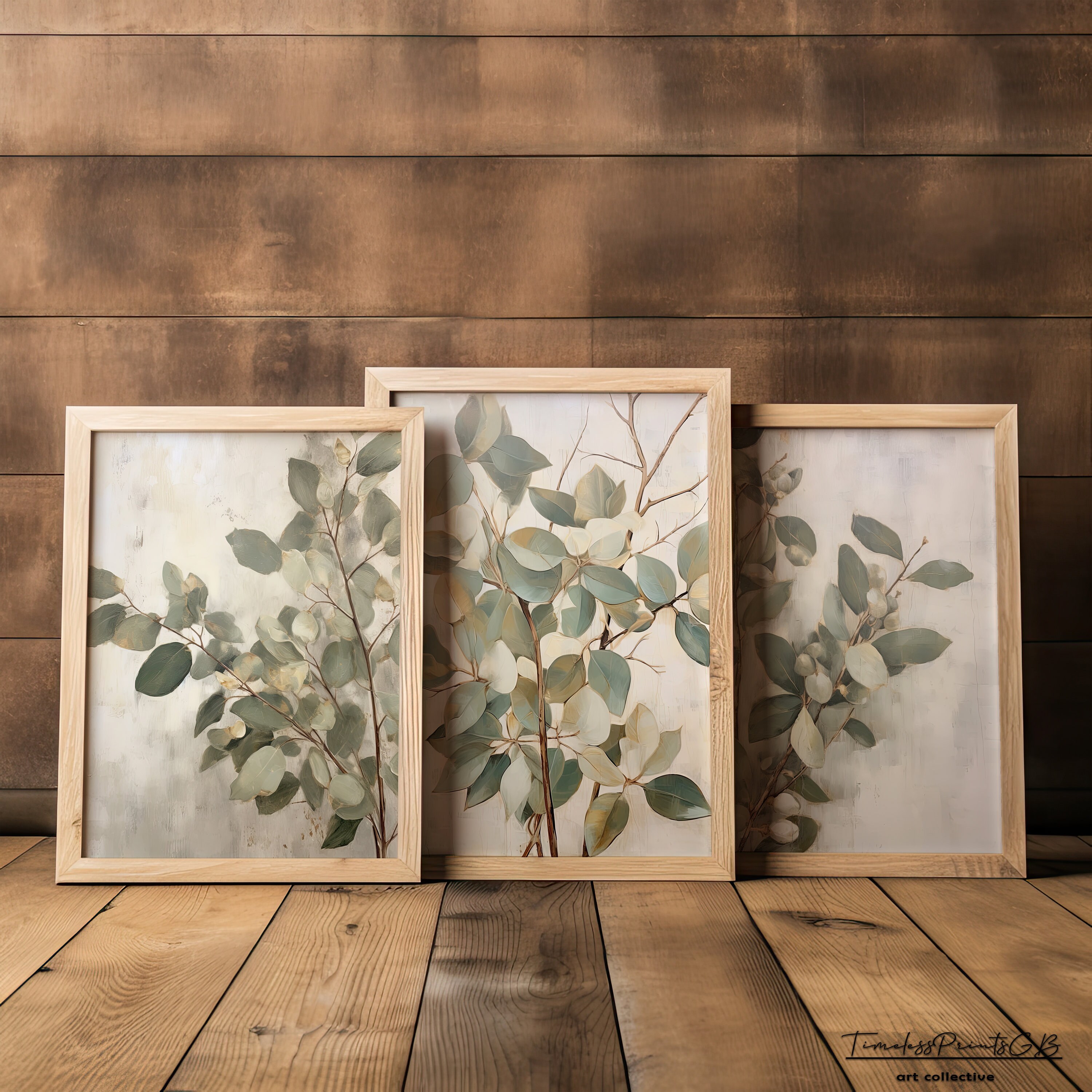 Eucalyptus Wall Art Set of 3: Botanical Branch Prints (digital Download ...
